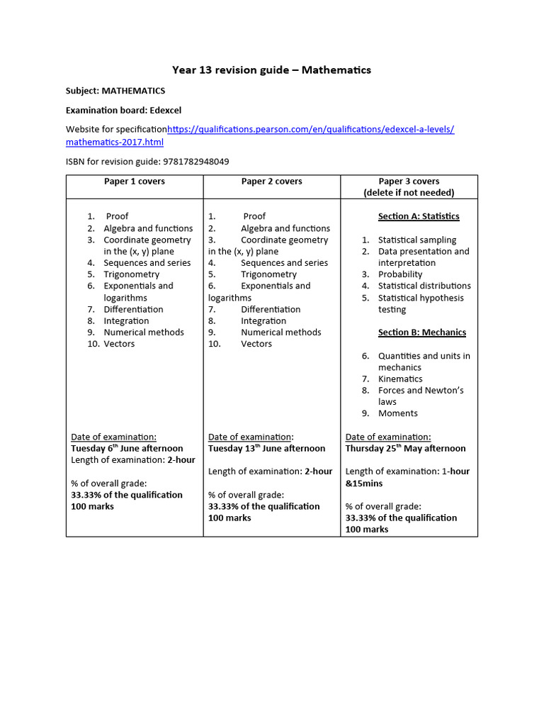 Year 13 Edexcel Maths Revision | PDF | Computers