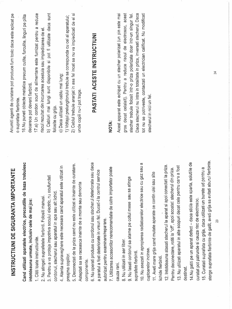 Instructiuni Hota Inductie | PDF