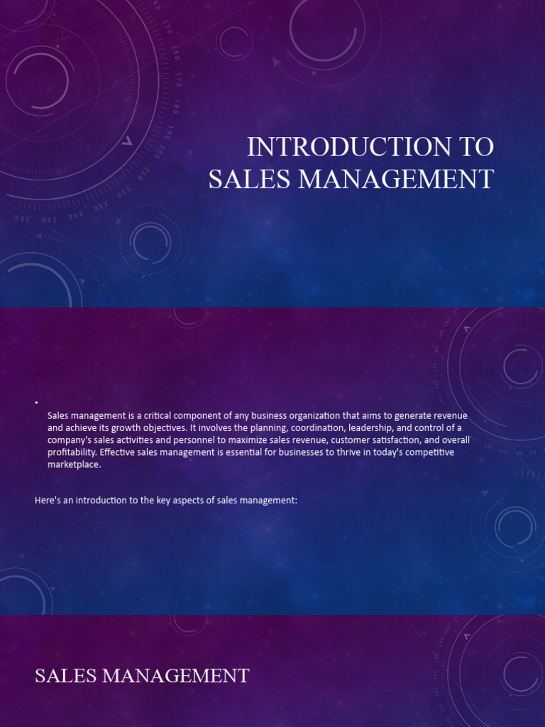 Introduction To Sales Management | PDF | Sales | Customer Relationship ...