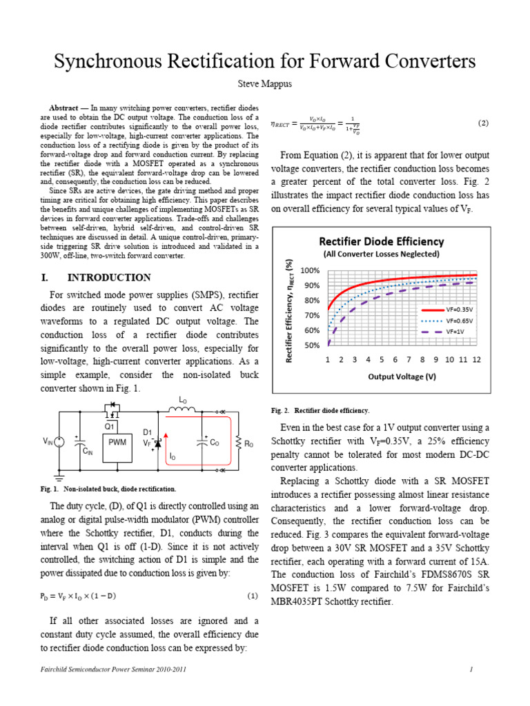 Synchronous Rectification For Forward Converters | PDF | Rectifier | Diode