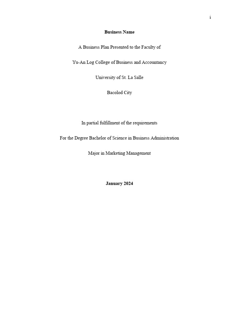 TITLE For Business Plan | PDF | Marketing | Business