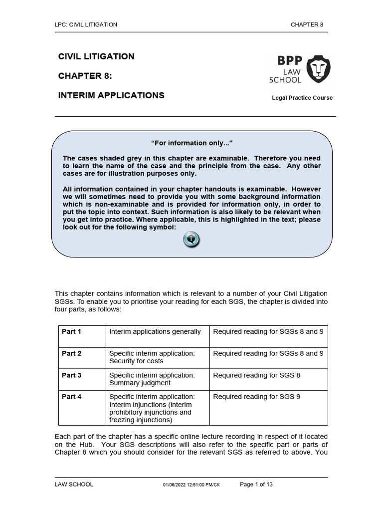 22-23 Civil Litigation Chapter 8 Part 1 ONLY | PDF