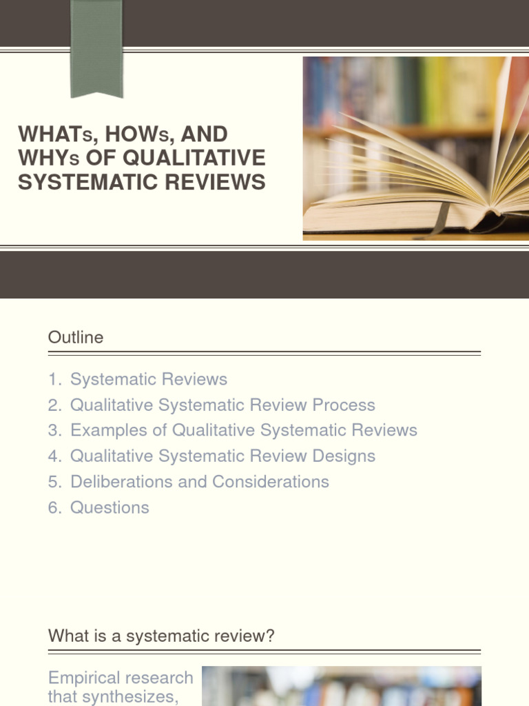 Qualitative Systematic Review Webinar Woglemuth | PDF | Systematic ...