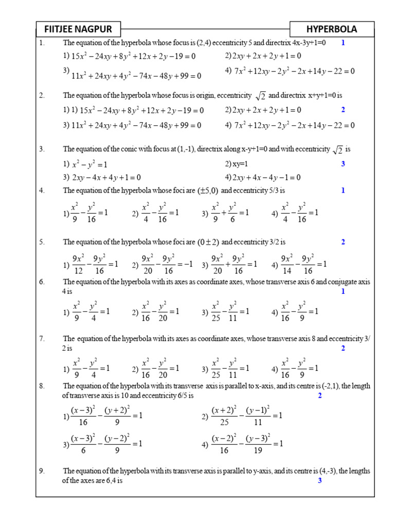 Hyperbola 2 Pdf Analytic Geometry Euclidean Geometry