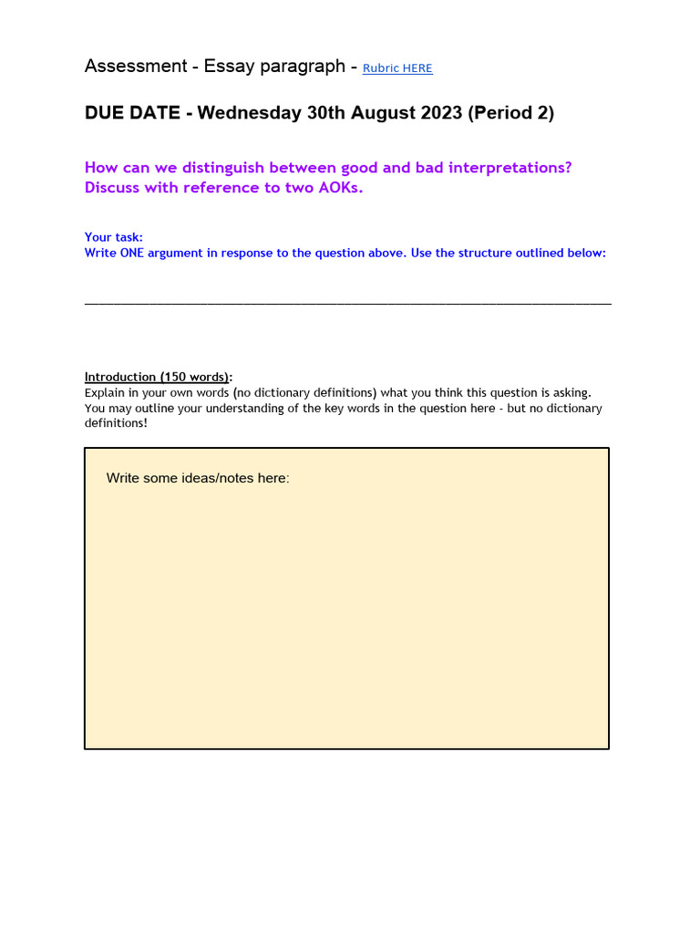Assessment - Essay ONE ARGUMENT 1 | PDF | Essays | Argument