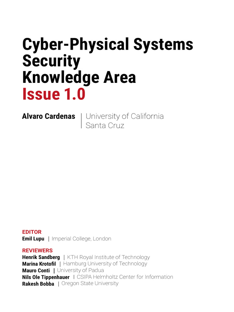 Cyber-Physical Systems Security Issue 1.0 | PDF | Computer Security | Security