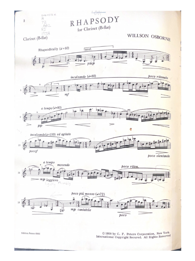 RHAPSODY For Clarinet | PDF