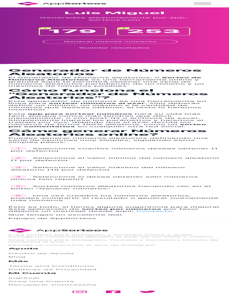 AppSorteos - Generador de Números Aleatorios | PDF | Crecimiento ...