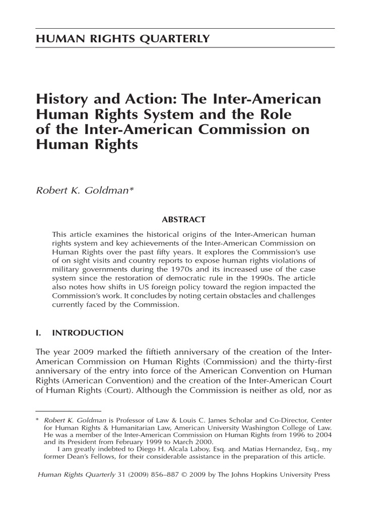 History and Action: The Inter-American Human Rights System and the Role ...