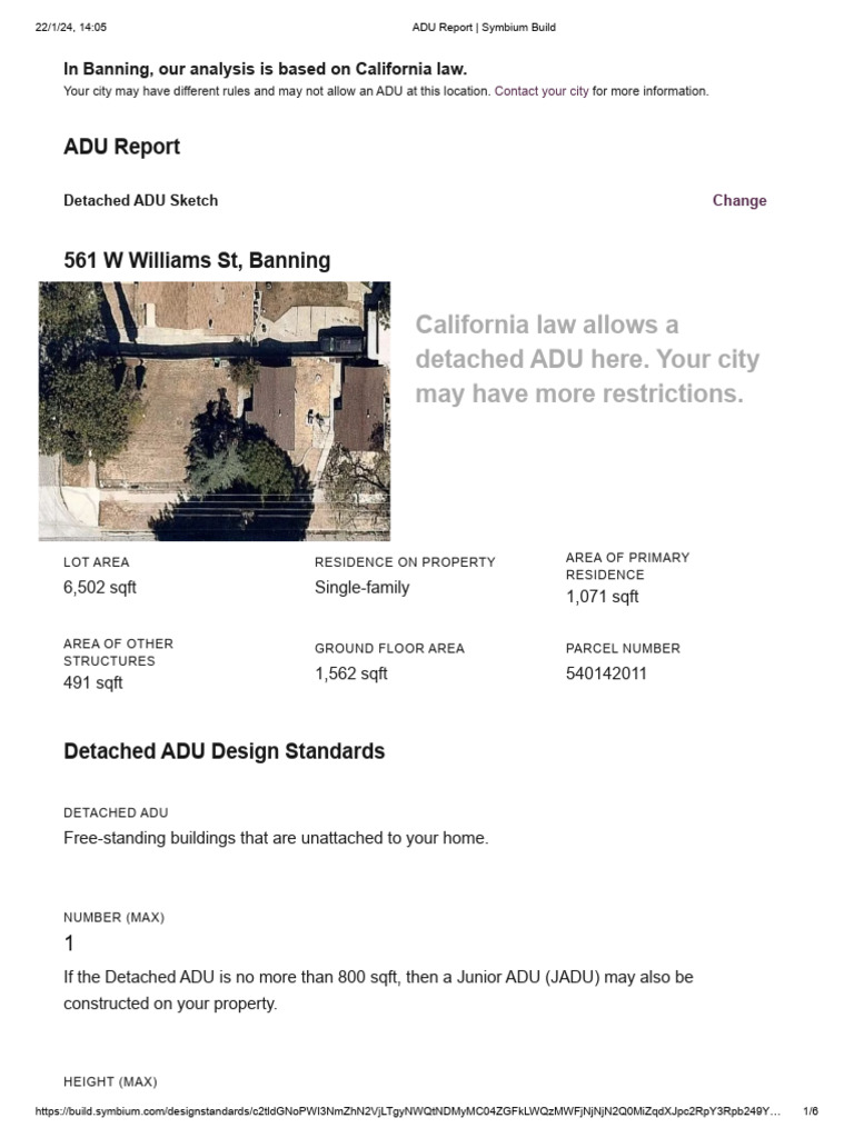 ADU Guidelines for Banning, CA | PDF