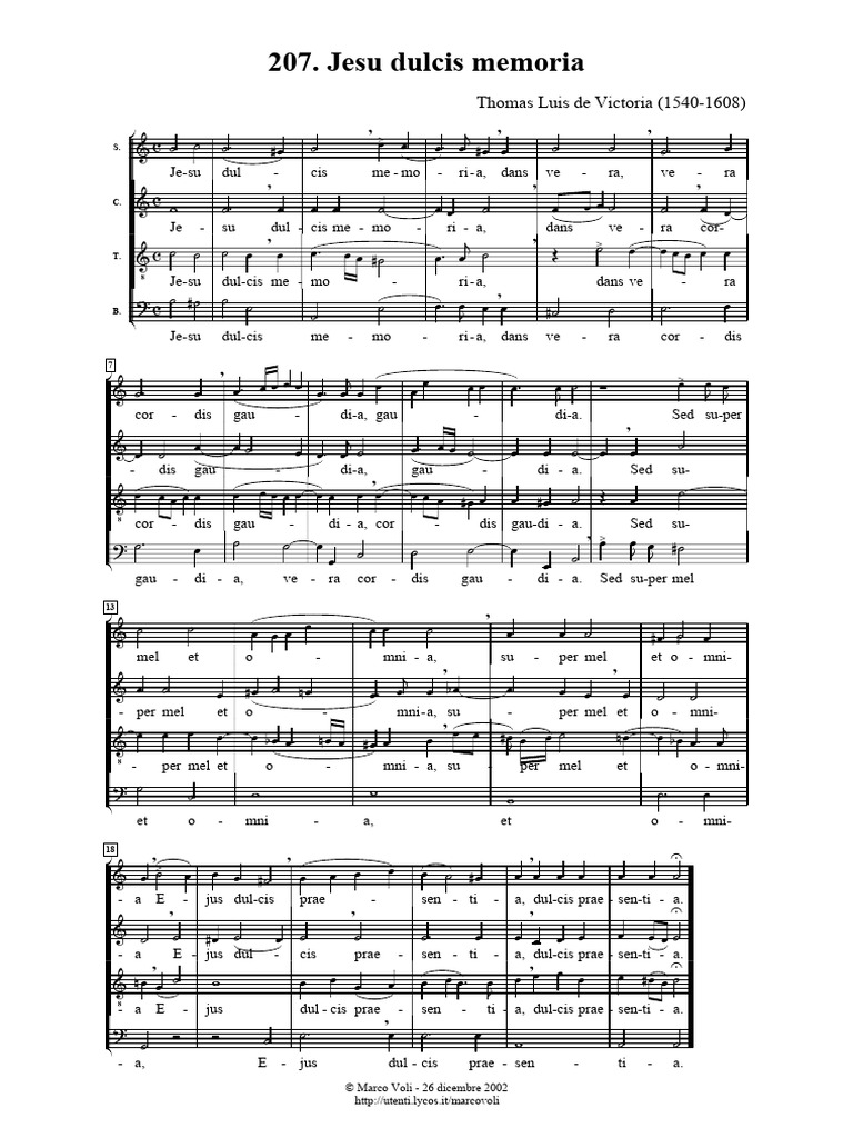 Da Victoria - Jesu Dulcis Memoria | PDF