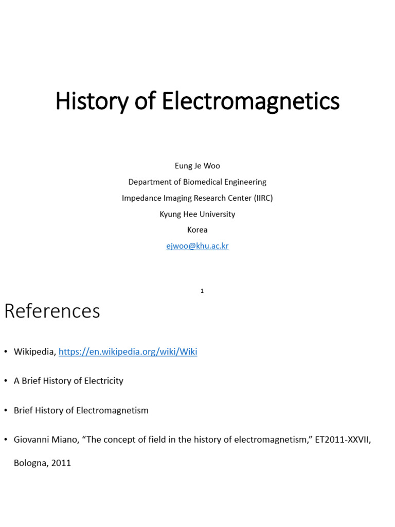 History of Electromagnetics Overview | PDF | Electromagnetic Induction ...