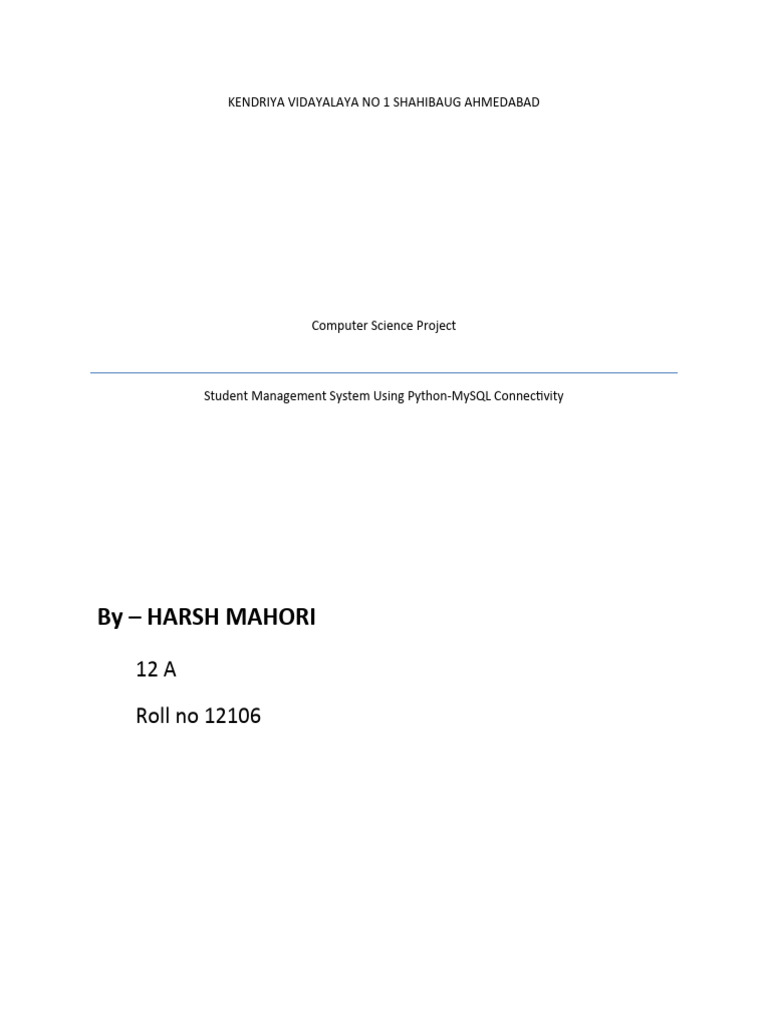 Student Management CS Project | PDF