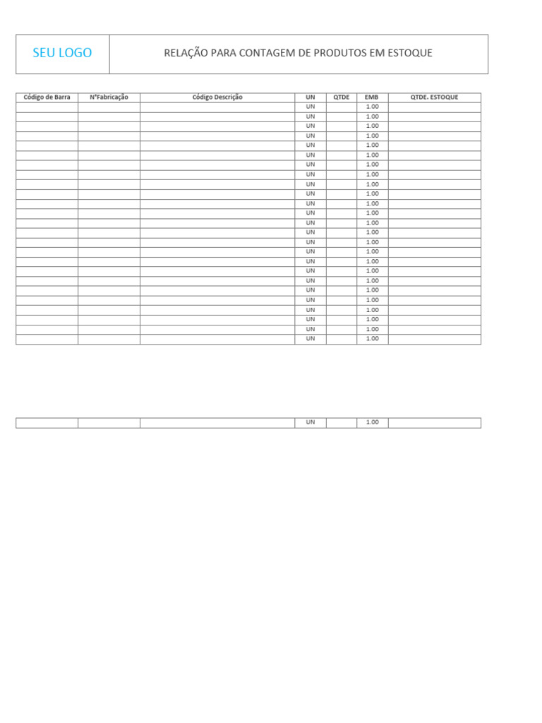 Folha de Contagem de Estoque em Excel | PDF