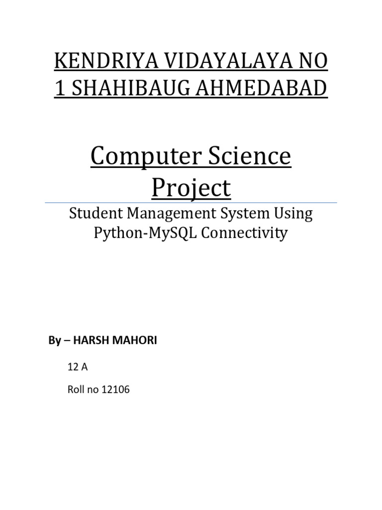 Student Management CS Project | PDF | Information Technology | Computer Programming