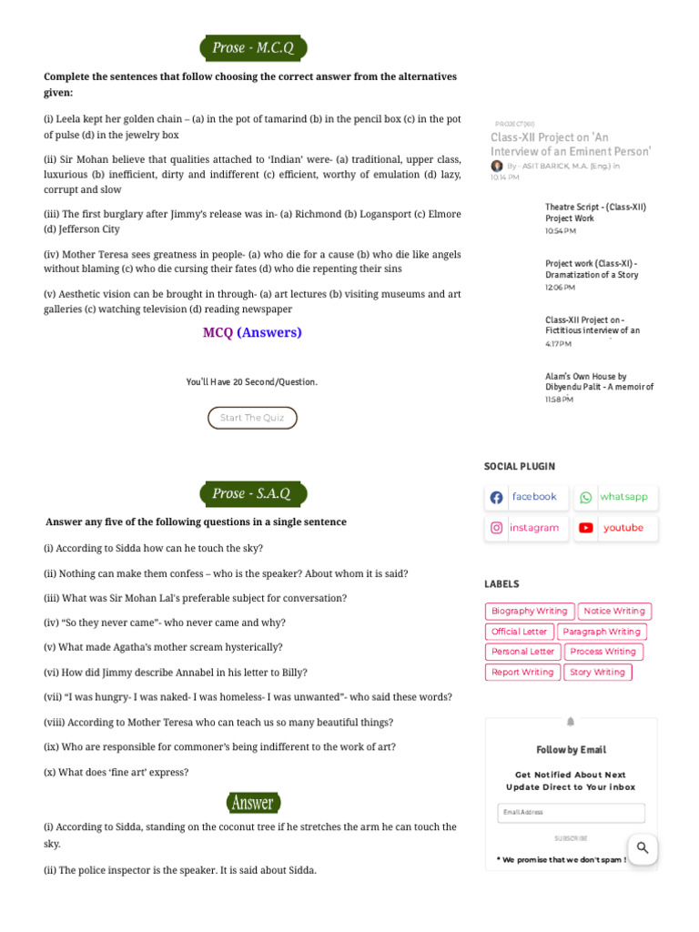 Class XI (Practice Set - 03) MCQ & SAQ | PDF