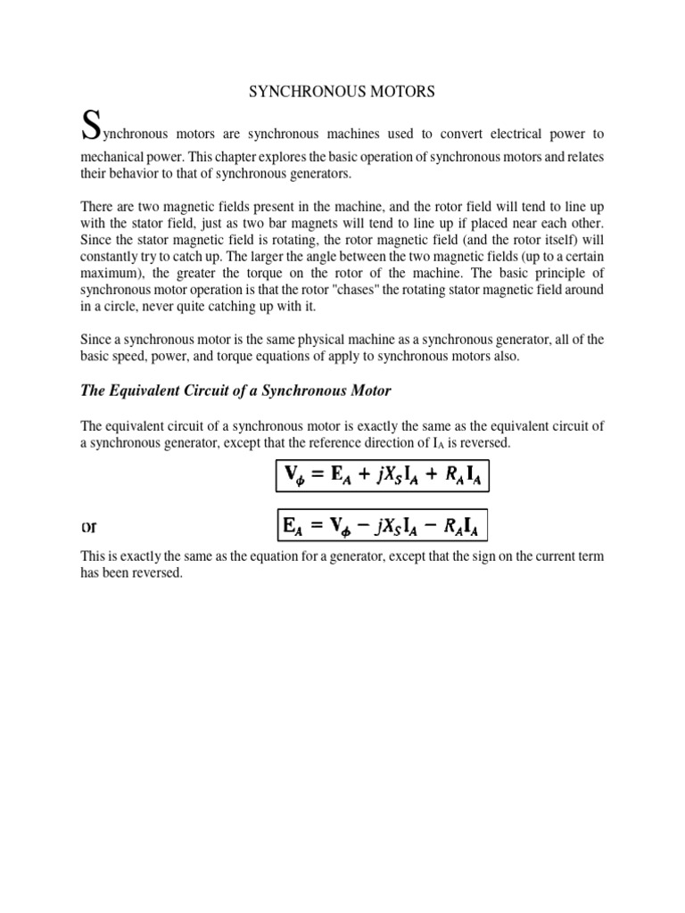 Synchronous Motors | PDF
