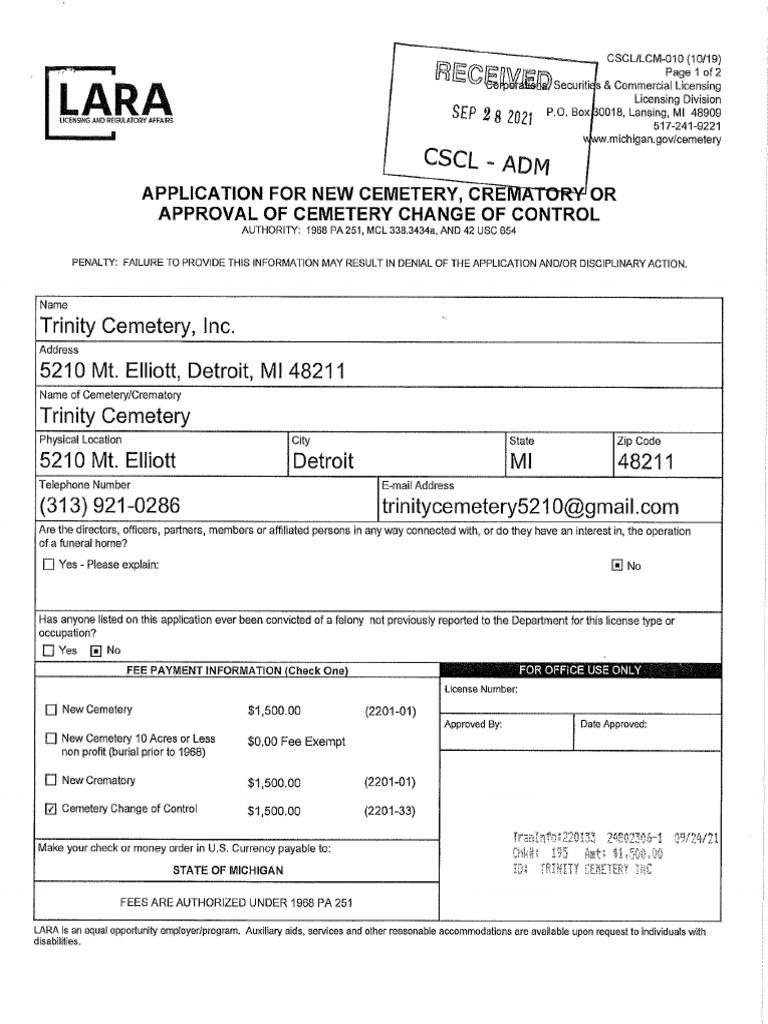 Trinity Associates LLC Application Redacted | PDF