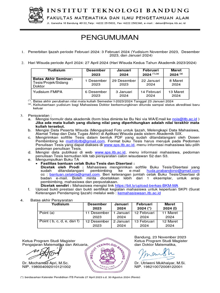 Itb Timeline Persiapan Ijazah Februari Dan Wisuda April 2024 S2 & S3 | PDF Itb Timeline Persiapan Ijazah Februari Dan Wisuda April 2024 S2 & S3 | PDF