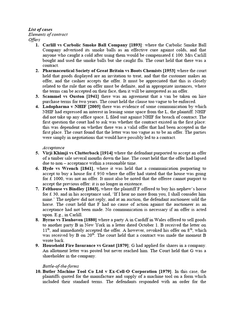 Contract Cases | PDF