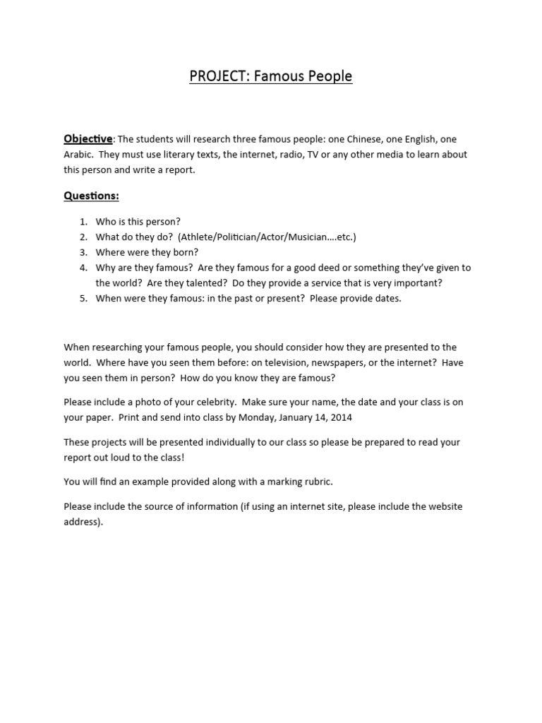 Famous People Project | PDF