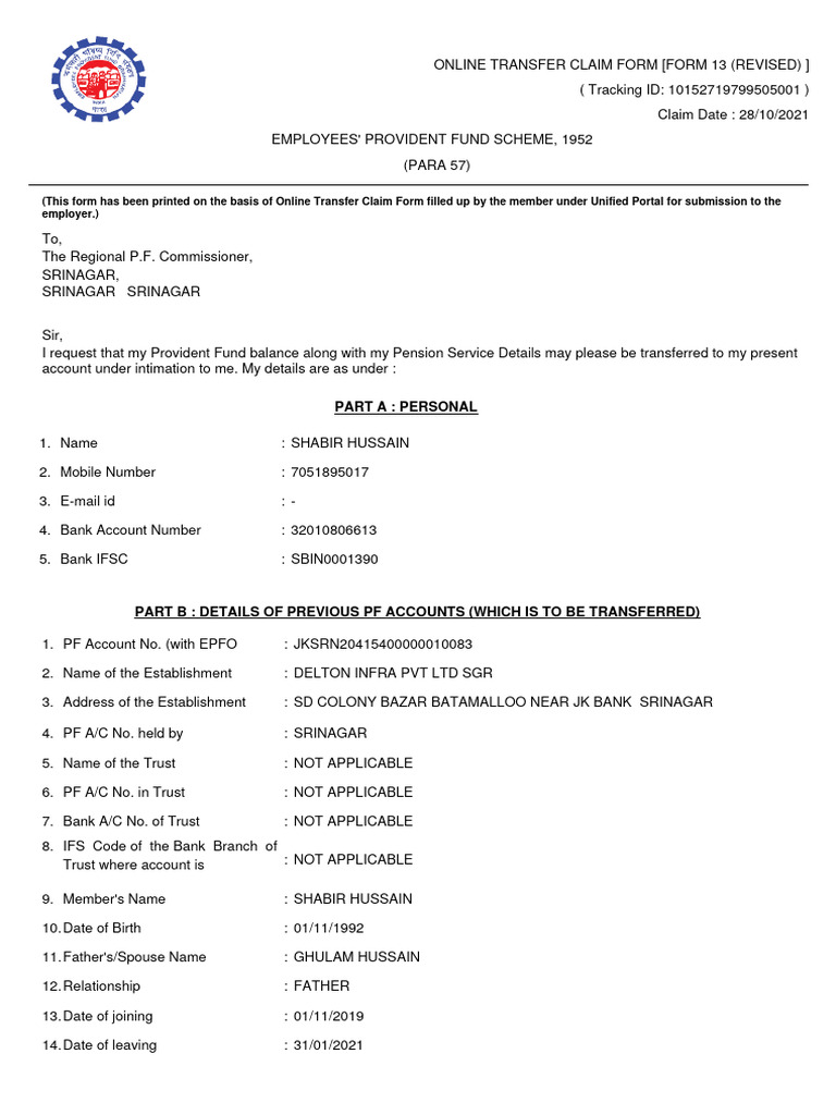 Part A: Personal | PDF