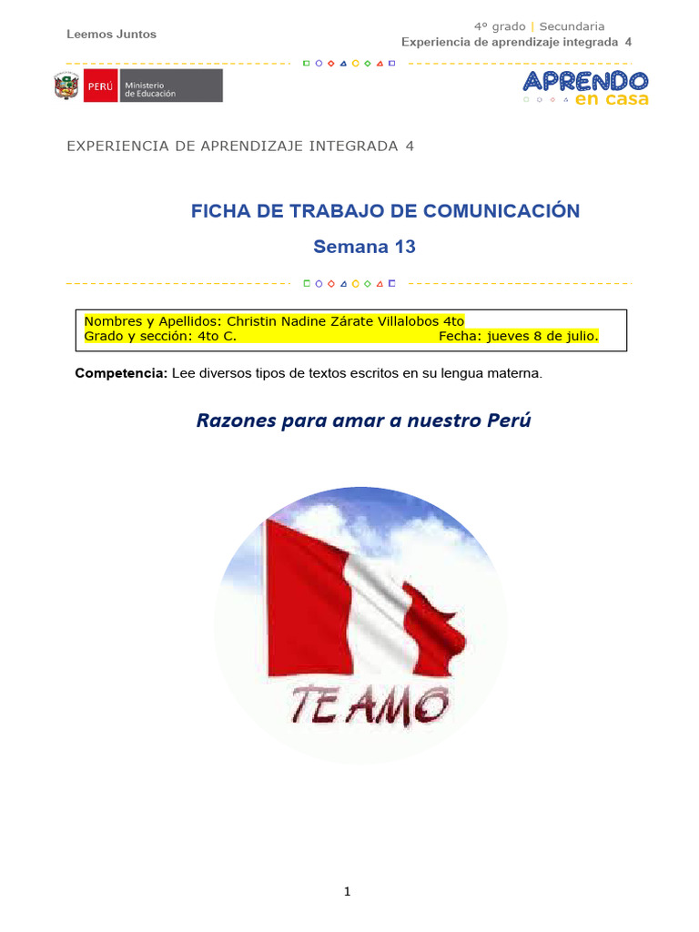 EXP 4 - Act 3-Leemos Juntos-Comunicación | PDF
