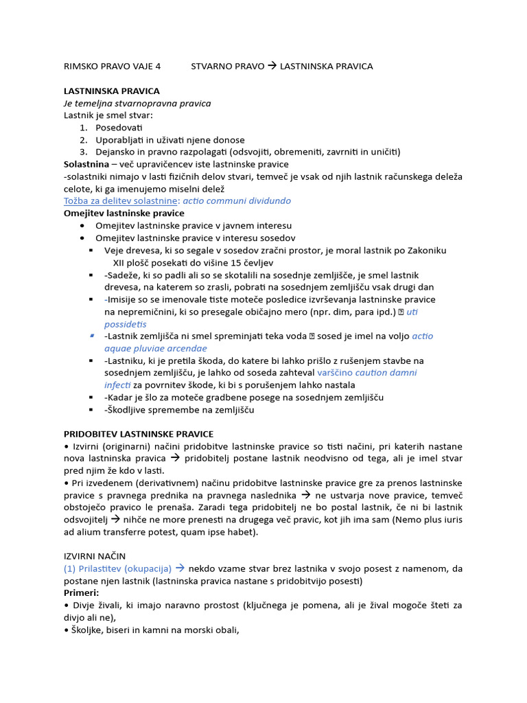 Rimsko Pravo Vaje 4 | PDF
