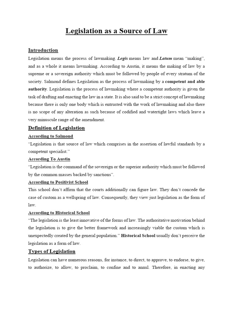 Legislation: Key Source of Law | PDF | Politics | Law