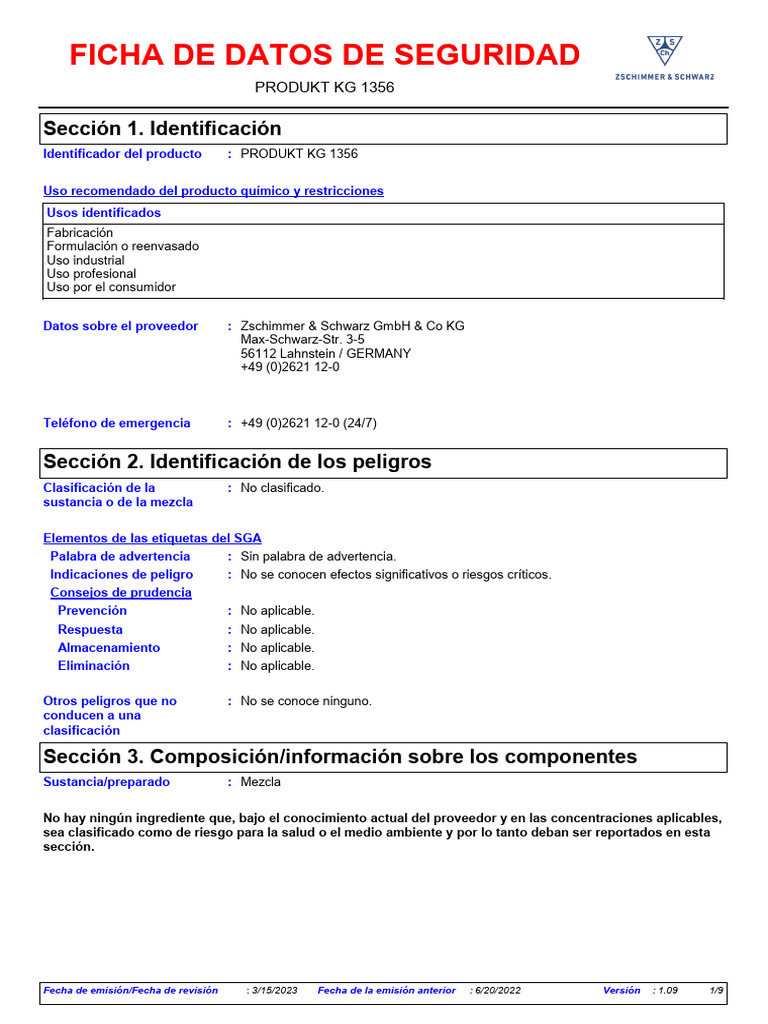 Z&S - United Nations (UN) SDS Rev7 - Spanish (ES) | PDF | Residuos ...
