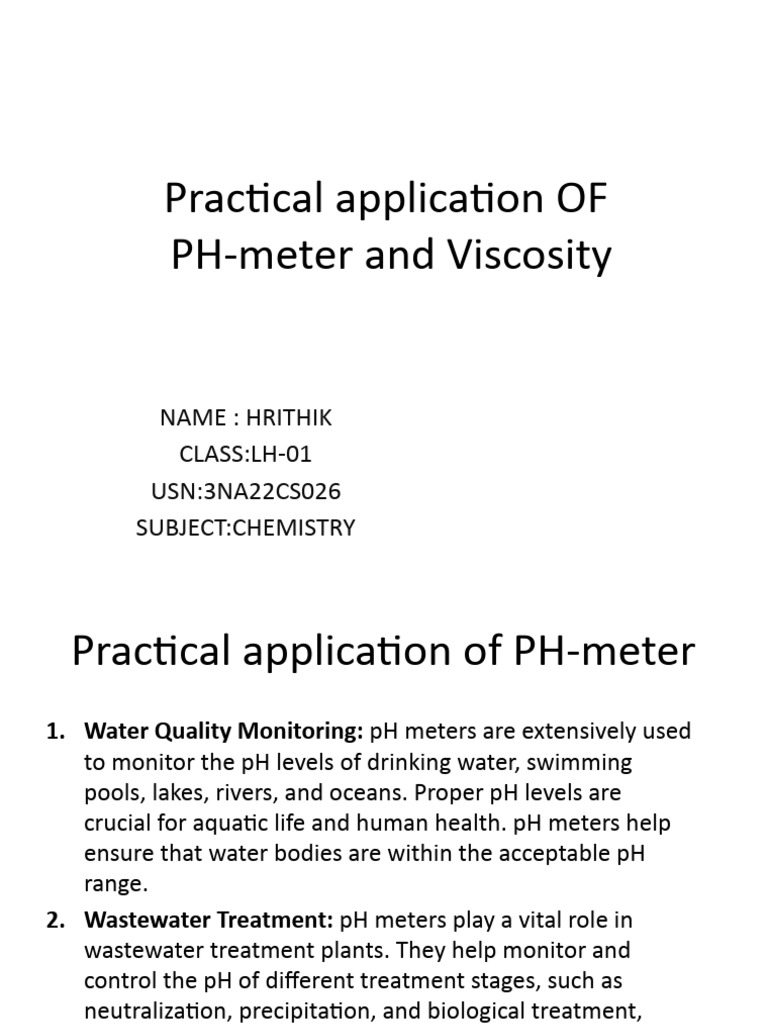 Practical Application OF PH Meter and Viscosity 2 | PDF | Water | Ph