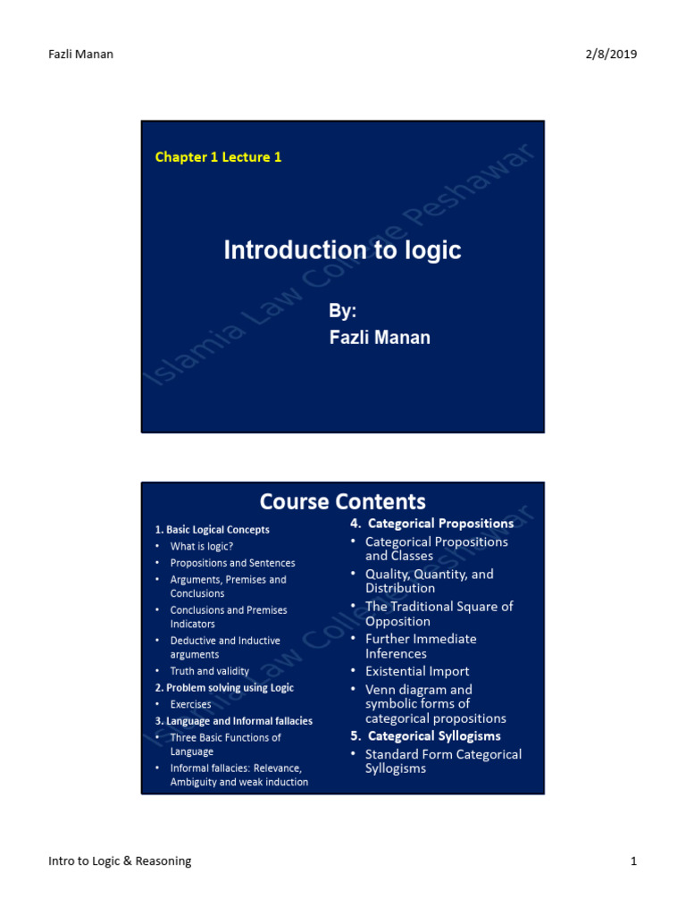Logic and Reasoning Slides | PDF