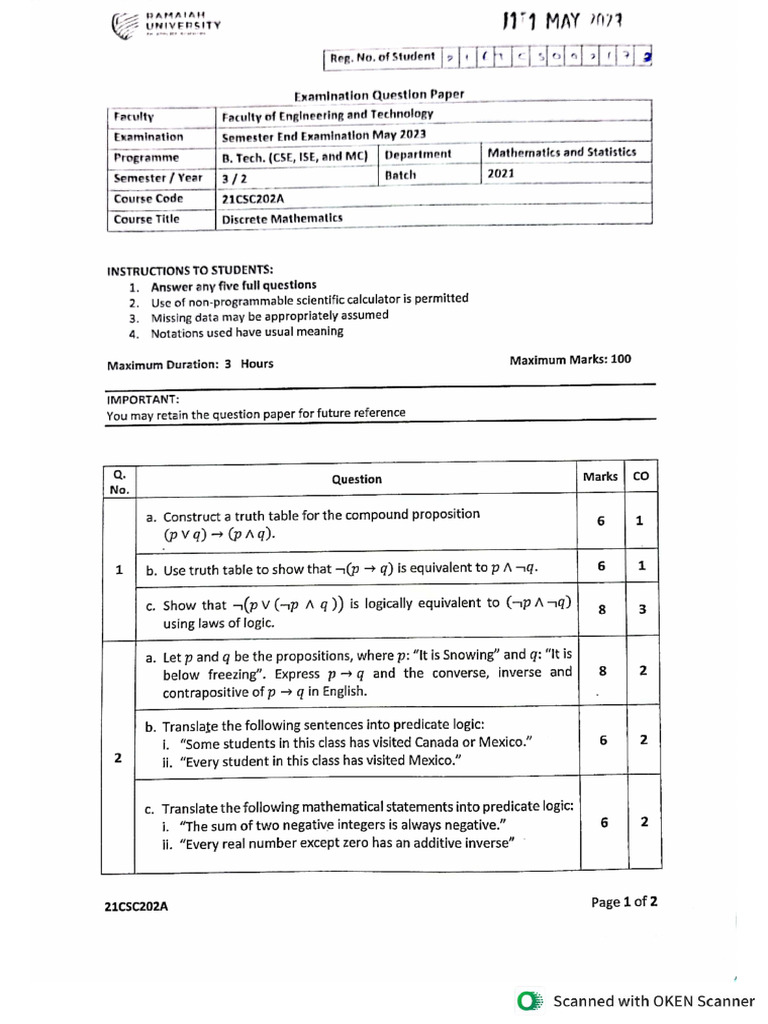 Semester End 3rd Sem | PDF