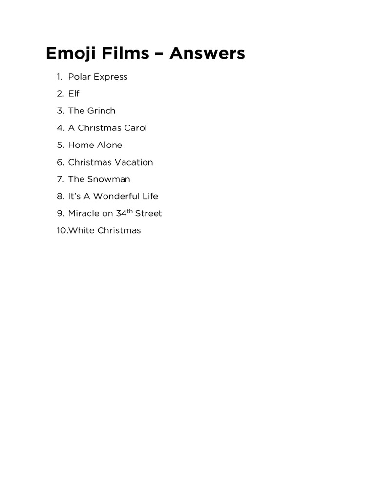 Emoji Films Answers | PDF