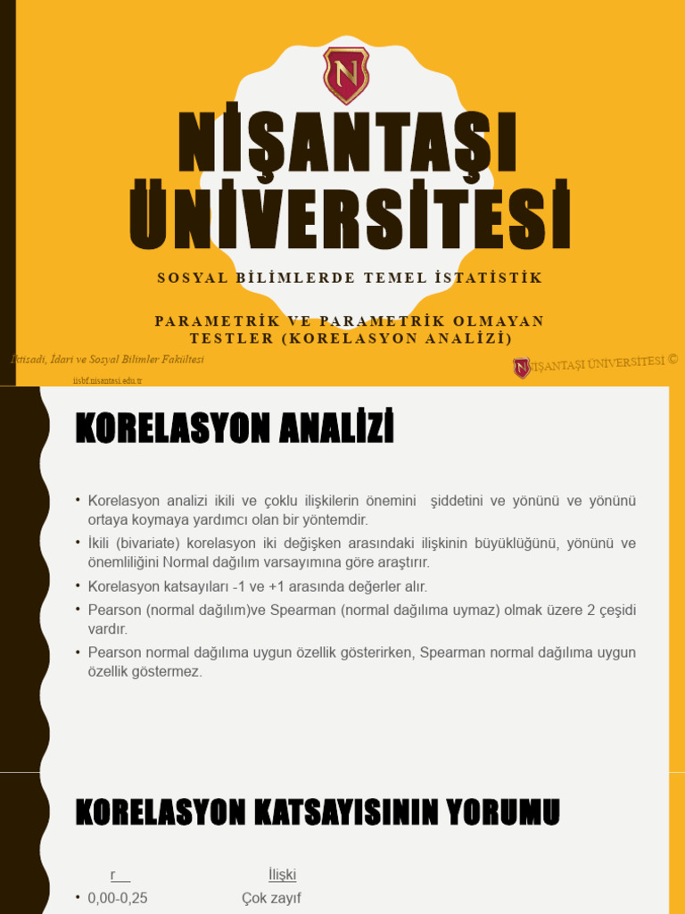 Parametrik Ve Parametrik Olmayan Testler (Korelasyon Analizi) | PDF