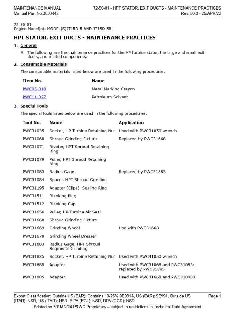 72-50-01 - HPT STATOR, EXIT DUCTS | PDF