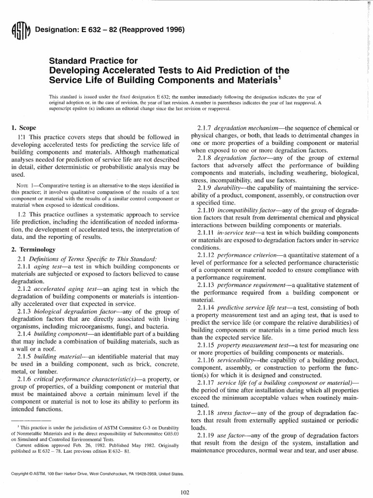 ASTM E632 Accelerated Tests | PDF