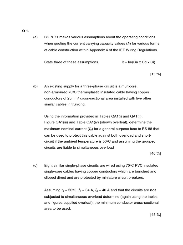 BS 7671 Wiring Regulations Analysis | PDF | Electrical Resistance And ...
