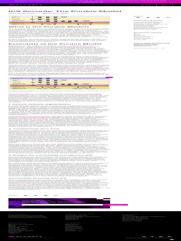 ICS Security The Purdue Model Claroty | PDF | Security | Computer Security