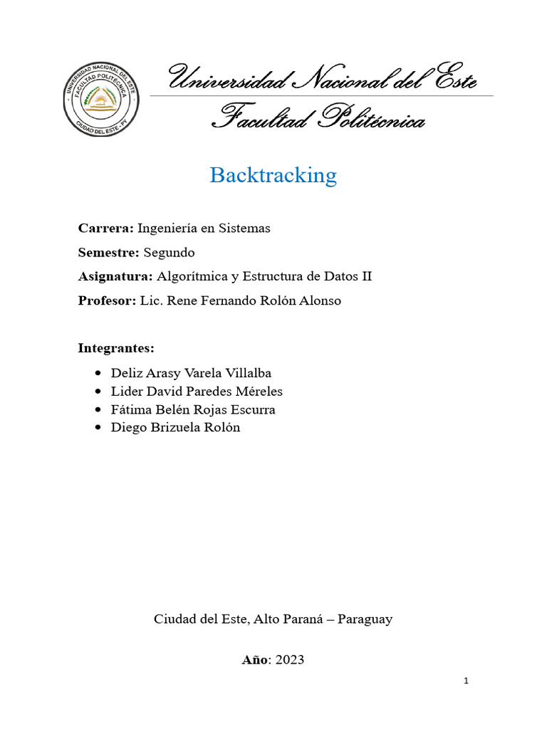 Backtracking Grupo6 2023 | PDF | Ciencias de la Computación | Matemáticas Aplicadas