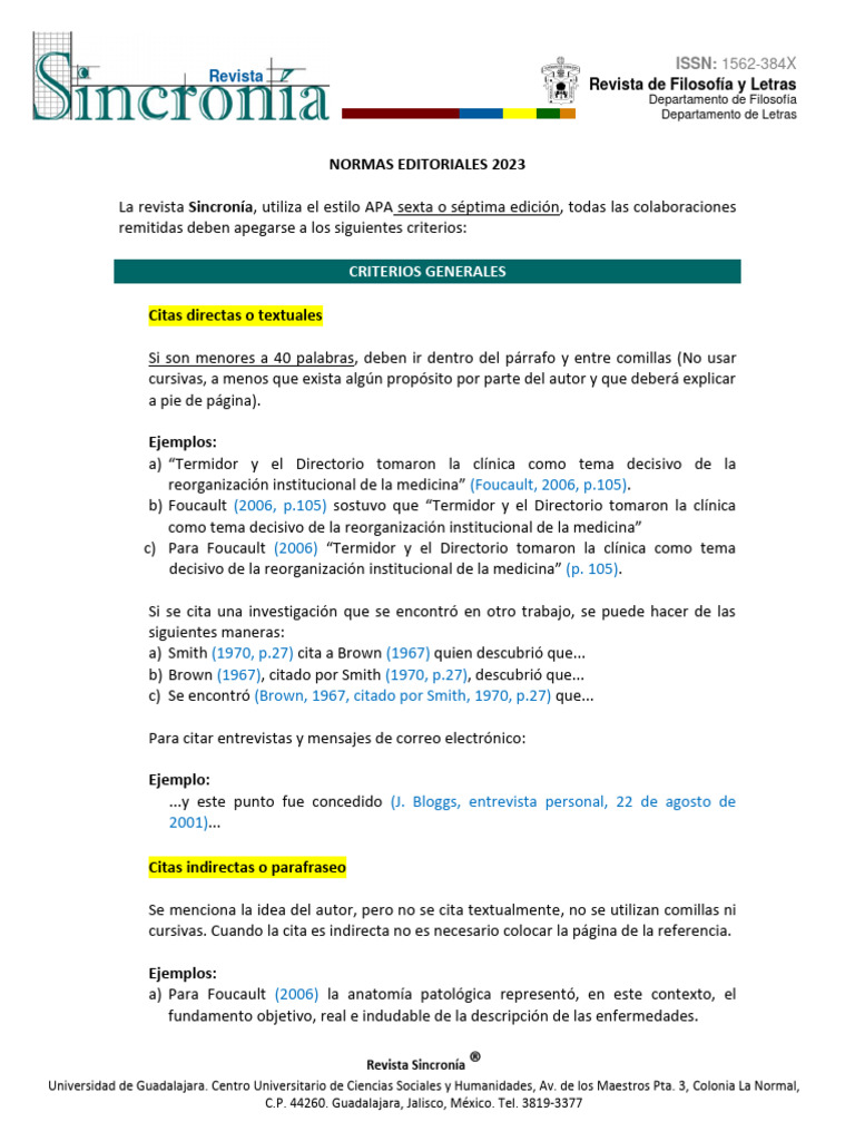 Normas Editoriales | PDF