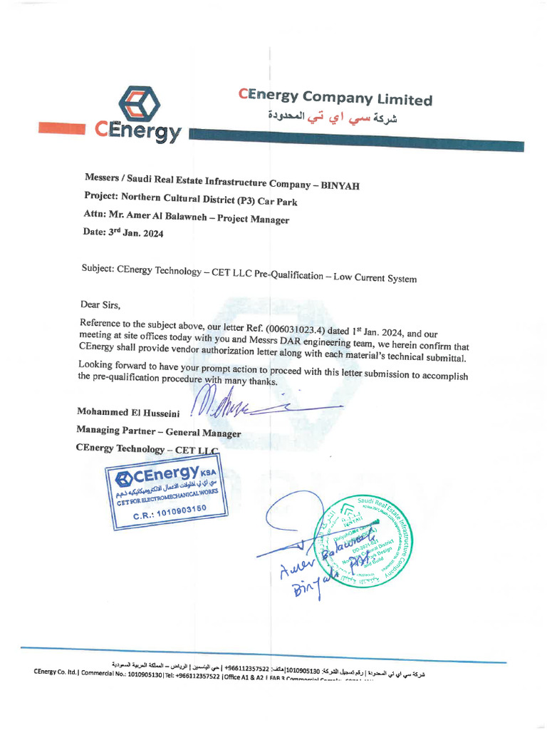 CEnergy Technology-CET LLC Pre-Qualification-Low Current System | PDF