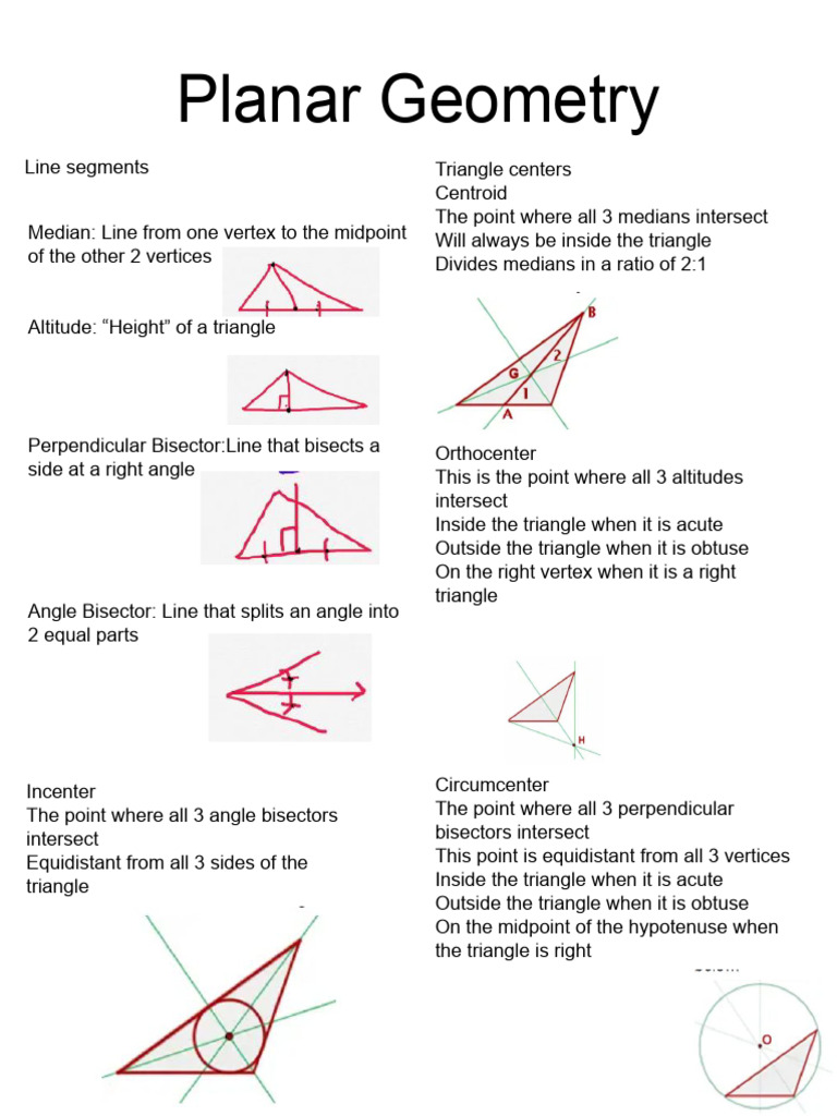 Planar Geometry - Unit 2 Summary | PDF | Triangle | Geometric Shapes