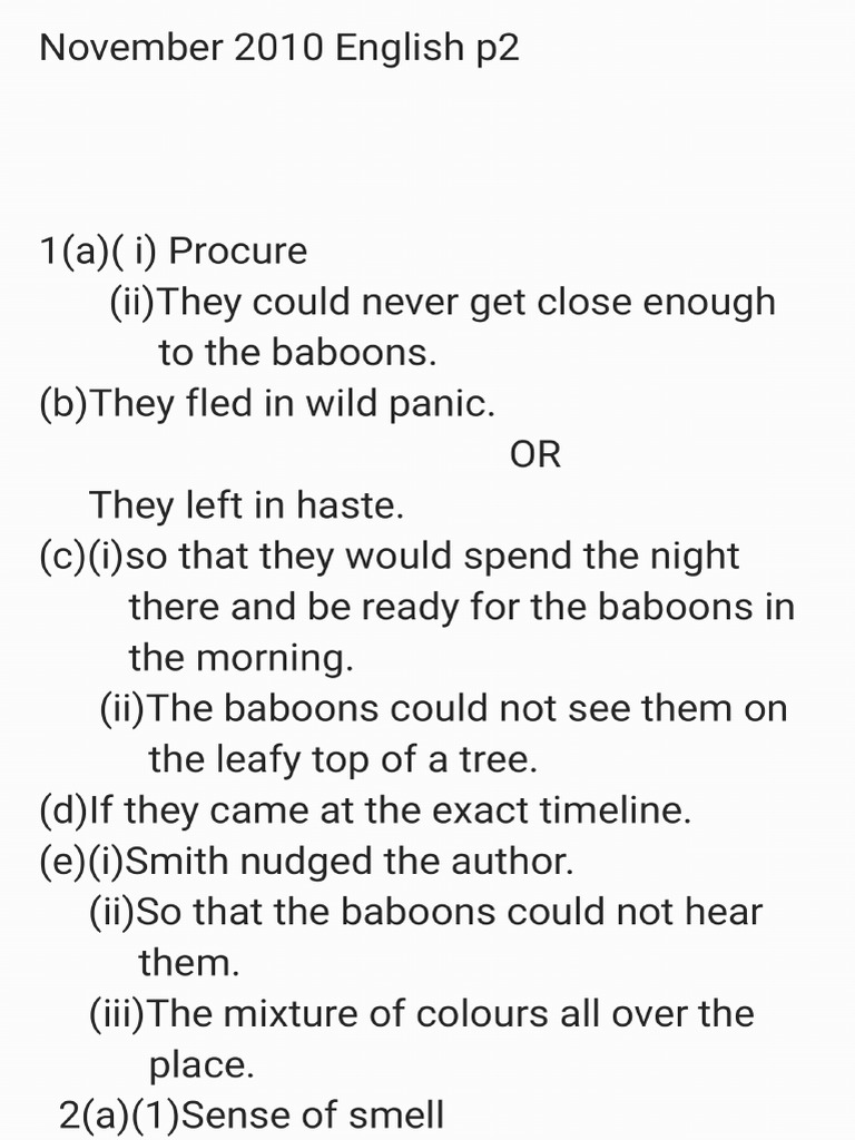 English Paper 2 Zimsec November 2010 | PDF