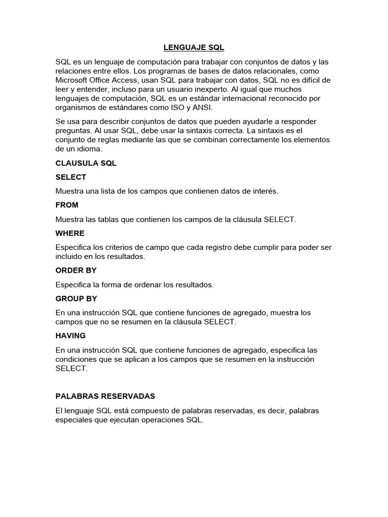 SQL | PDF | SQL | Informática