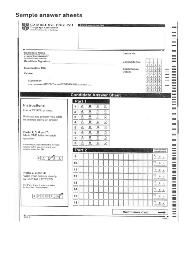 Answer Sheets | PDF Answer Sheets | PDF