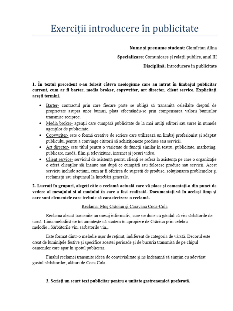 Introducere in Publicitate CRP III | PDF