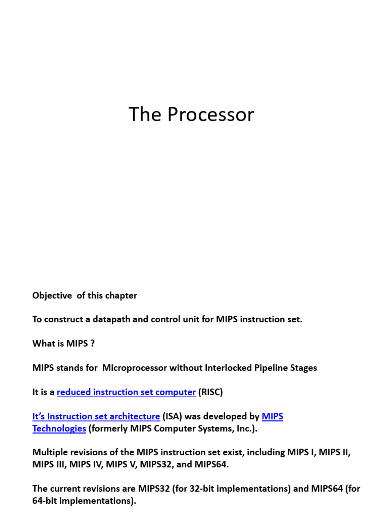 The Processor | PDF | Central Processing Unit | Input/Output