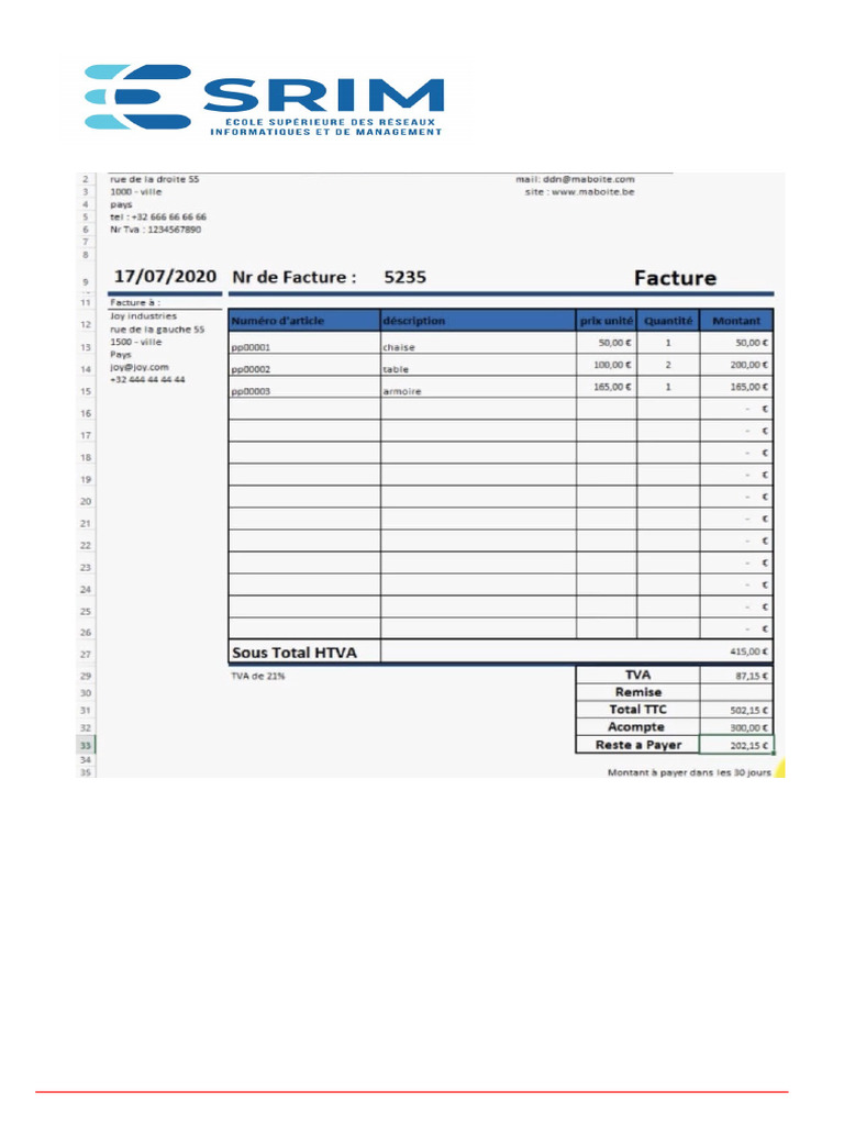 Exercice Excel | PDF