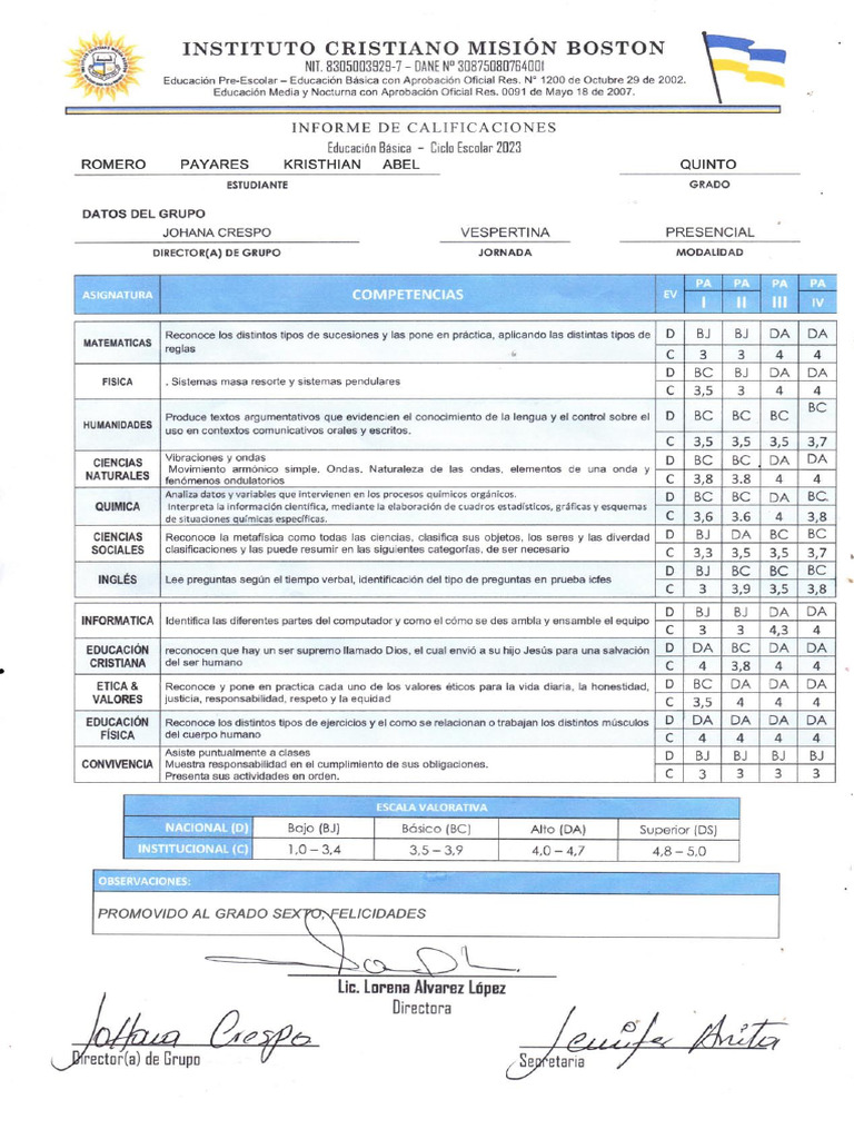 Certificado de Notas | PDF